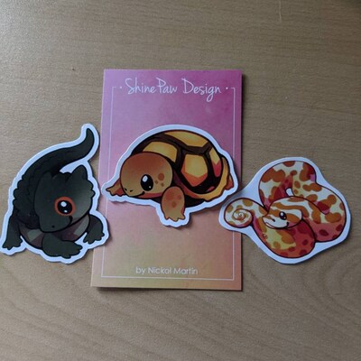 Cute Reptiles Sticker Set Bearded Dragon, Crested Gecko, Tortoise ...