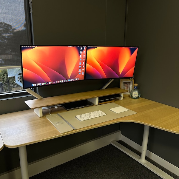 Handmade Walnut Monitor Stand: Medium Desk Shelf, Office Organization ...