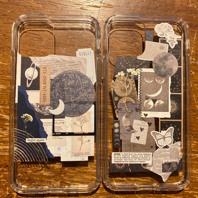 Aesthetic Collage Scrap Phone Cases for New Blue iPhone 14 and 14 Plus ...