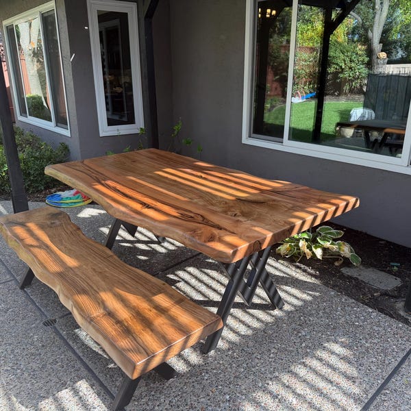 Handmade Live Edge Outdoor Wood Table, Dining Table, Outdoor Furniture ...