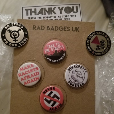 Antifascist Badge Set 4 Anti-fascist Anti-nazi Pin Buttons Antifa ...