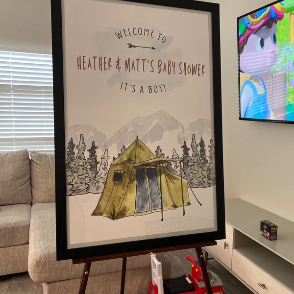 Editable Camping Welcome Sign, Three Sizes, Camping Baby Shower ...