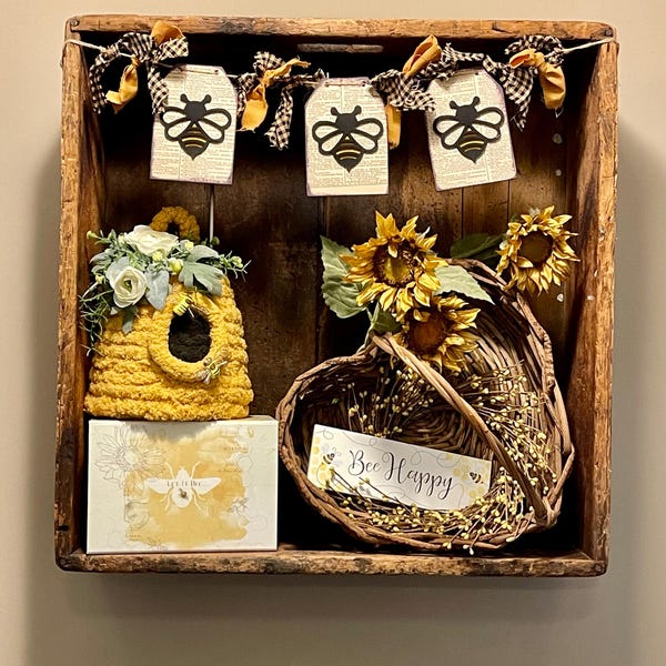 Honey Bee Decor, Primitive Summer Decor, Rustic Bee Wall Decor, Sweet ...