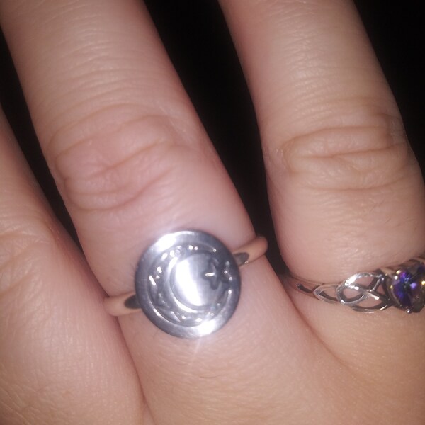 Silver Moon Ring Silver Crescent Moon Ring Moon and Star Ring Celestial ...