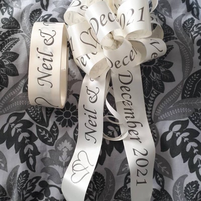 Personalised Wedding Car Ribbon and Bonnet Bow Kit Printed Car Ribbon ...
