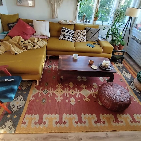 Handmade Navajo Kilim Rug, Aztec Rug, Accent Rug, Outdoor Rug/indoor ...