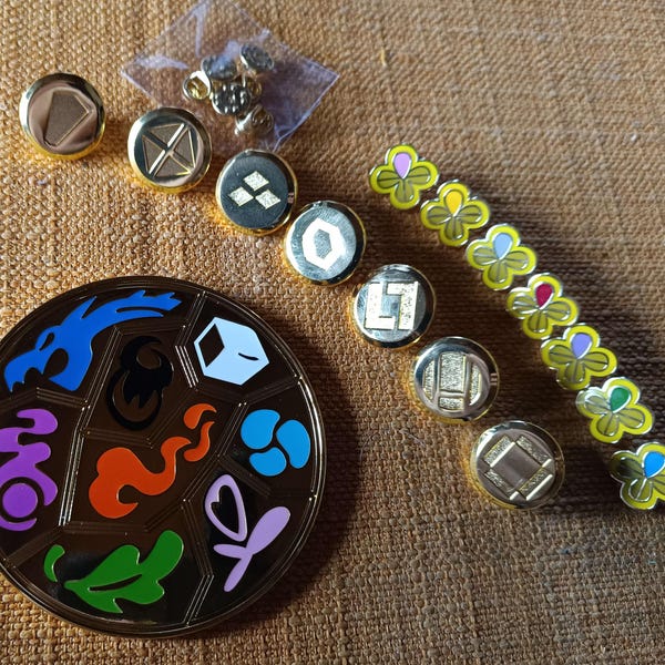 Complete Gary Oak Kanto Rival Pokemon Gym Badge Set of 10 Anime ...