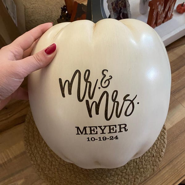 Personalized Light-up Wedding Pumpkin - for Couples - Fall Wedding Décor - Pumpkin Centerpiece ...