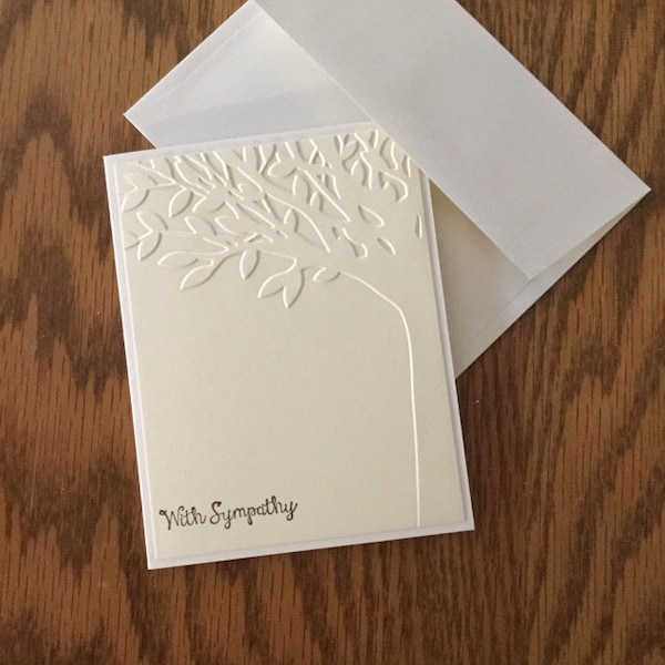 Handmade Embossed Tree Sympathy Cards: Cream Condolence Set - Etsy