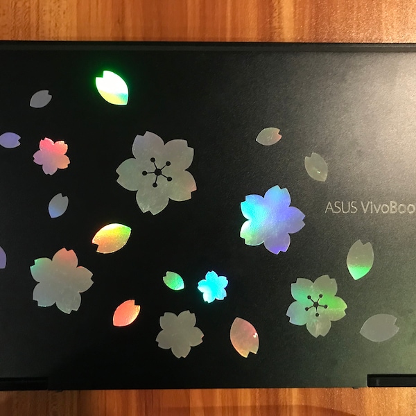 Holographic Sakura Flower and Sakura Petals Decal Sheet | Cute Decal ...