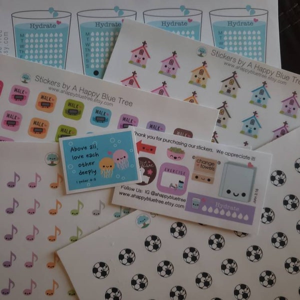 Happy MINI Music Note Tracker Reminder Kawaii Stickers Erin Condren ...