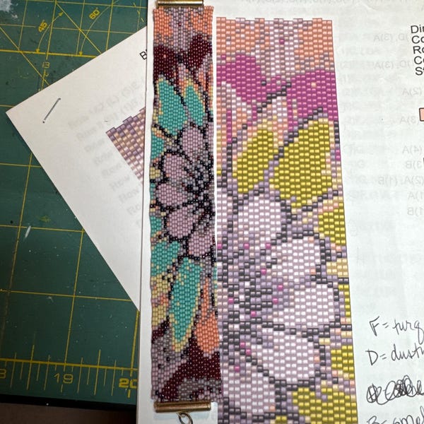 Flower Peyote Bracelet Pattern PDF Even Count Stitch Design for Delica ...