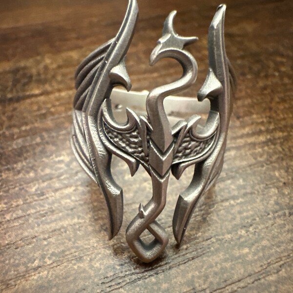 Sterling Silver Elder Scrolls Skyrim Ring, Dragonborn Ring, Dragon Ring ...