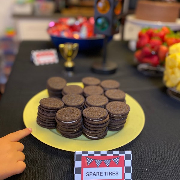 Printable Racing Food Labels, Tent Style Place Cards, Racing Baby ...