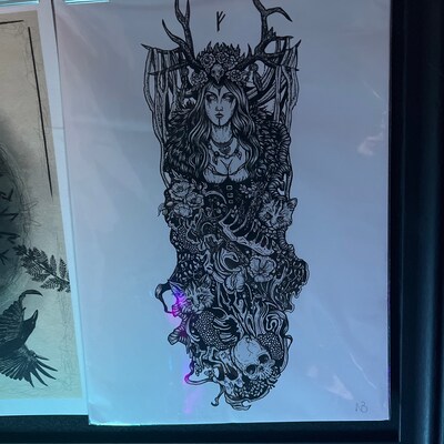 Freya Hand Signed Print Norse Mythology - Etsy