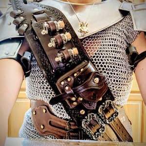 Costume Leather Set Larp Ranger, Pauldrons Gorget Bandolier Bracers ...