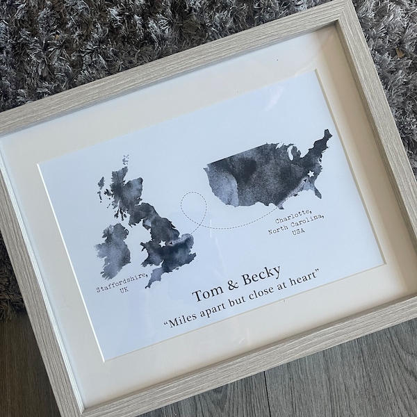 Moving Countries Gift, Personalised Watercolour Style Map Print, Travel ...