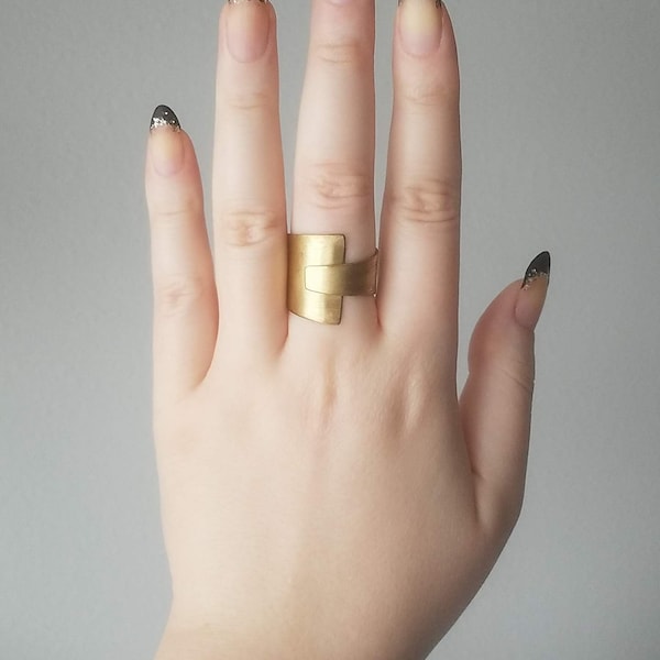 Minimalist Modern Folded Ring, Silver Minimalist Wrap Ring, Gold ...