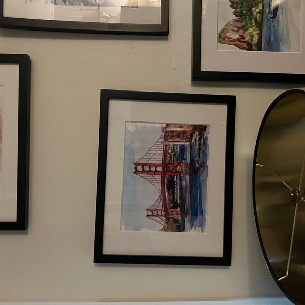 Garden Bridge Painting, Watercolor Painting Original, Nature Green Art ...