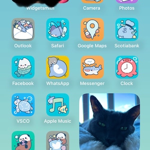 Cute Ocean Creatures App Icon Set Kawaii Aesthetic Theme for Android ...