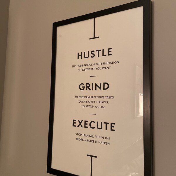 Hustle Grind Execute Print, Printable Wall Art, Inspirational Quote ...