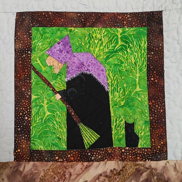 The Old Witch Paper Pieced Quilt Block Pattern PDF - Etsy