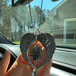 Angel Wing Car Rear View Mirror Photo Memorial Charm, Choose Your Quote ...