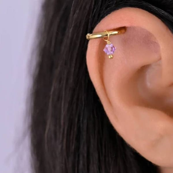 Moon Helix Hoop Earring, Helix Earring, Helix Piercing Gold Hoop, Helix ...