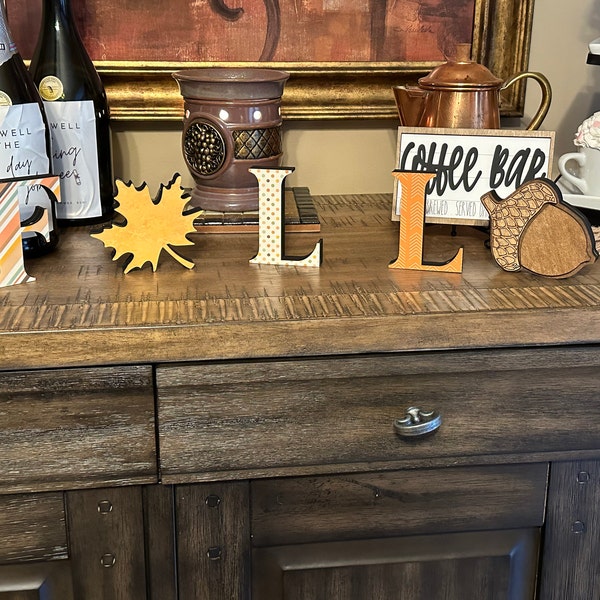 FALL Shelf Sitter Block Letters, Autumn Prints With Acorn or Fall Leaf ...