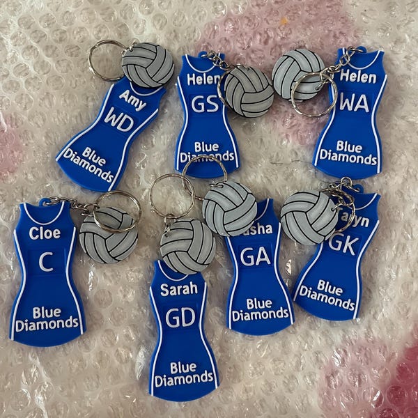 Personalized Netball Uniform Keychain, 3D Printed PLA, Custom Sports ...