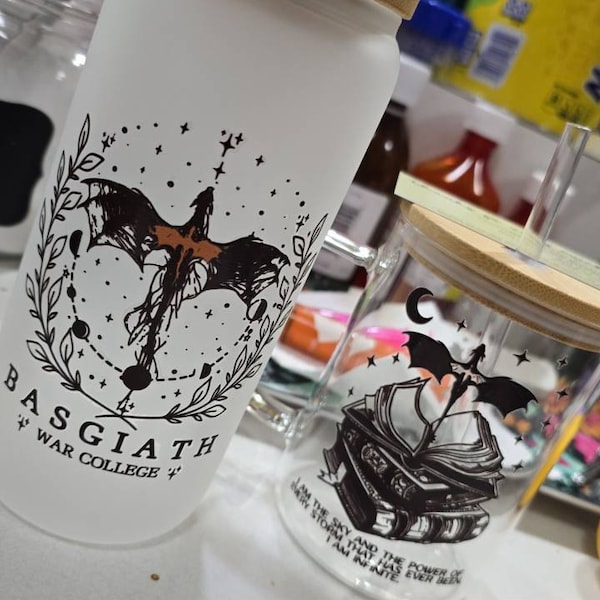 Fantasy Book Lover Glass Cup With Lid and Straw, Fourth Iced Coffee Cup ...