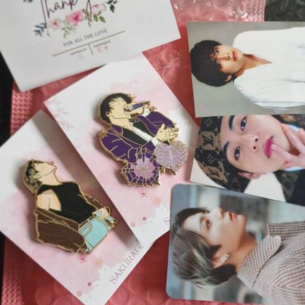 BTS Jungkook JK Hard Enamel Pin Badge Metal Purple Gold Mic Bangtan ...