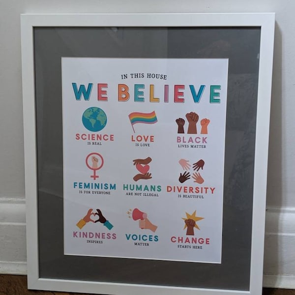 In This House We Believe Art Print · Diversity Education Kindness ...