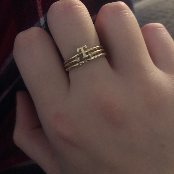 Gold Letter Ring / 14K Solid Gold / Letter Ring / Initial Gold Ring ...