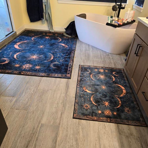 Night Sky Rug, Moon and Stars Pattern Rug, Stars Pattern Rug, Stars Rug ...