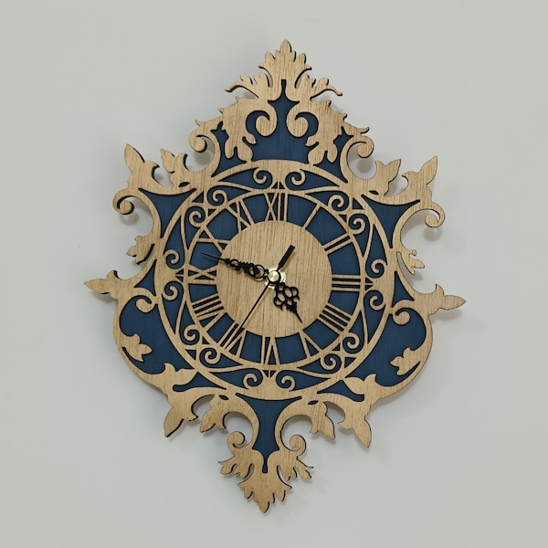 Wooden Laser Cut Wall Clock. Wood Carved Wall Clock. Cdr, Ai, Svg, Pdf ...
