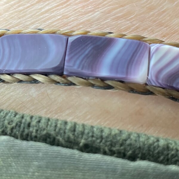 Flat Bead Wampum Bracelet With False Sinew Braid. Available on Black ...