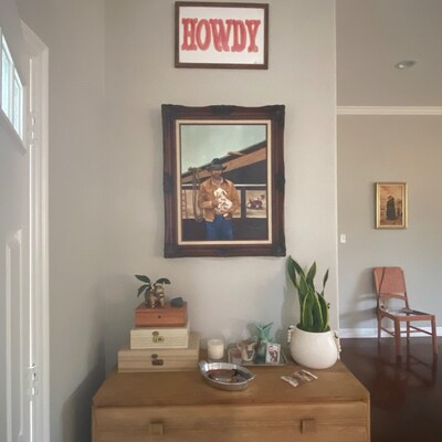 Print Hot Pink Howdy Western Watercolor Painting Rustic - Etsy