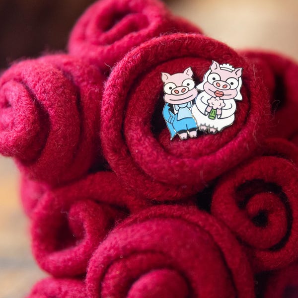 Simpsons Wedding Cuff Links Pig Bride and Groom Enamel Lisa's Wedding ...