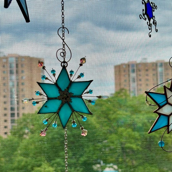 Medusa Stained Glass Mirror Hanging. Irridescent Stained Glass. - Etsy