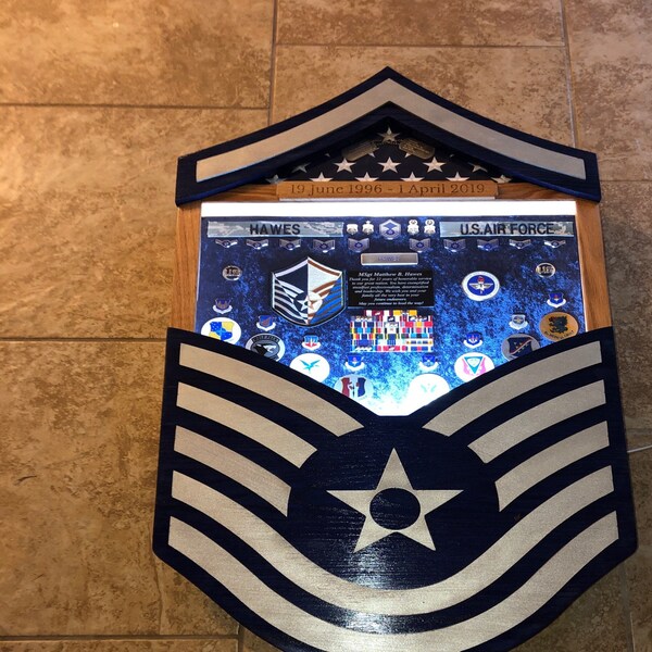 Heritage Air Force Retirement Shadow Box, Wall Hanging, Wood, Office ...