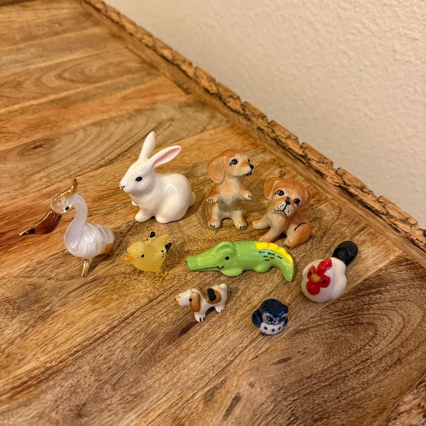 Dog Miniature Ceramic Animal Figurine Small Statue Collectible Dog ...