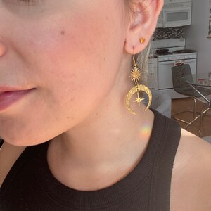 Sparkling Moonlight Earrings Crescent Moon Luna Celestial Dangle Drop ...