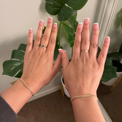 14k Gold Diamond Nesting Ring, Unique Stacking Ring, Thin Diamond ...