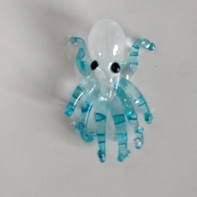 Handmade Turquoise Little Glass Octopus Gloss Garden Decor Ornament ...