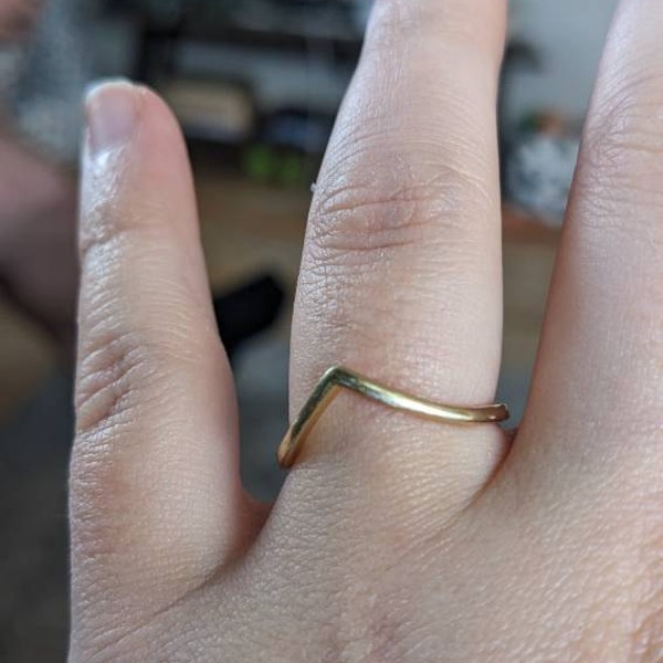 14k Solid Gold Plain Curved Wedding Ring / Plain Minimalist Bridal ...