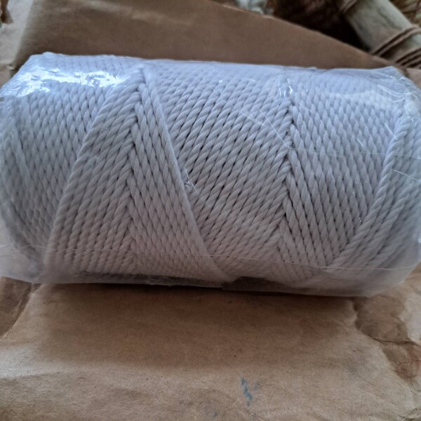 PURE WHITE Macrame Cord 3mm Cotton Rope 284 Yd. Coloured Cotton String ...
