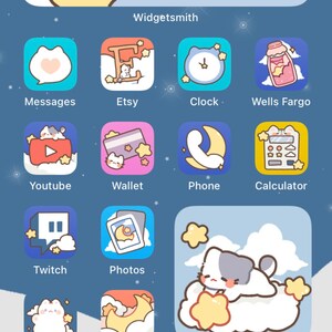 Dreamy Kitty App Icon Set Kawaii Aesthetic Theme for IOS Android Tablet ...