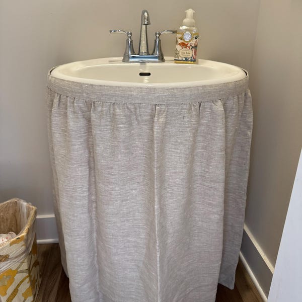 Linen Window Valance With Bows, Farmhouse Balloon Shade, Faux Tie ...