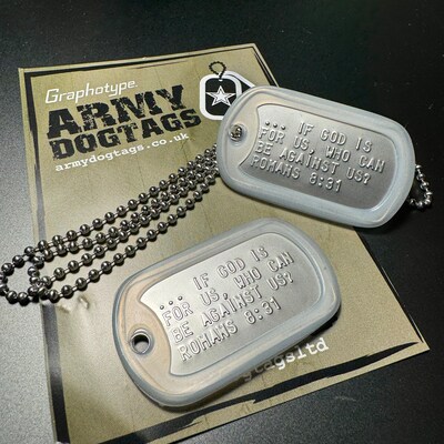Stainless Steel US Army Dog Tag ID Set, Personalised & Embossed With ...